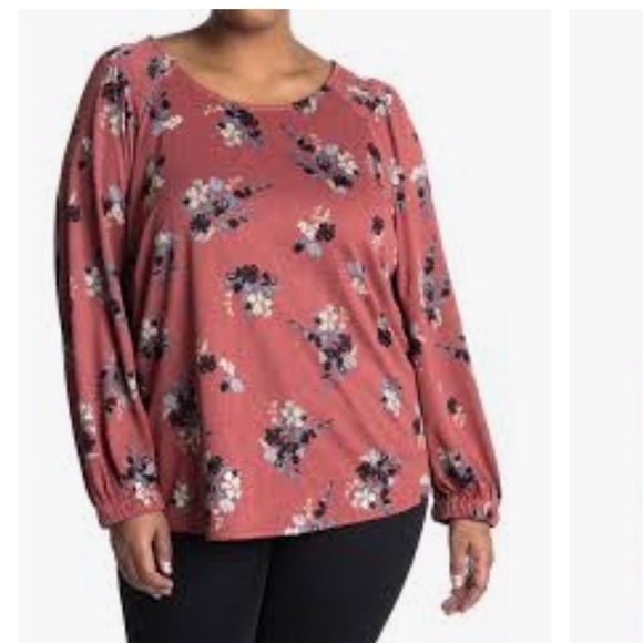 MELLODAY | Tops | Melloday Long Sleeve Smocked Shoulder Top Plus Size ...